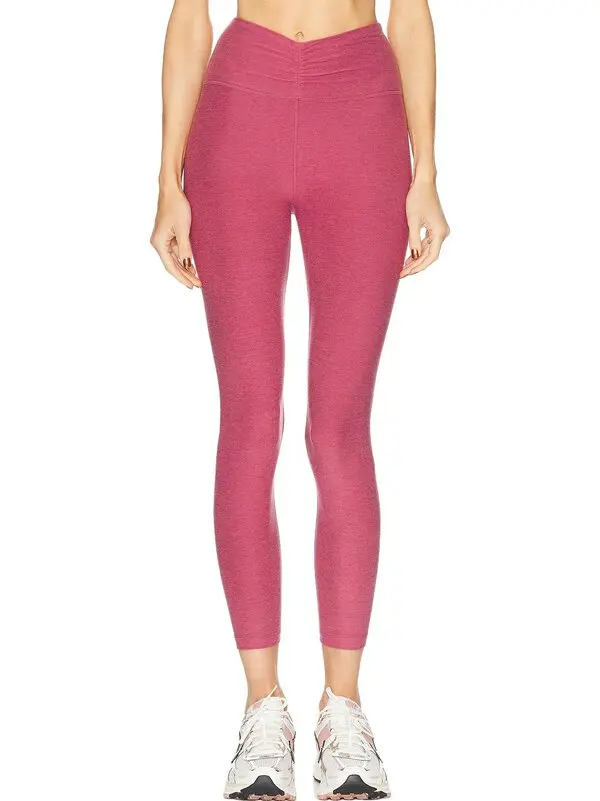 Beyond Yoga Spacedye Centered Midi Legging In Mauve - Smooth Mauve Heather