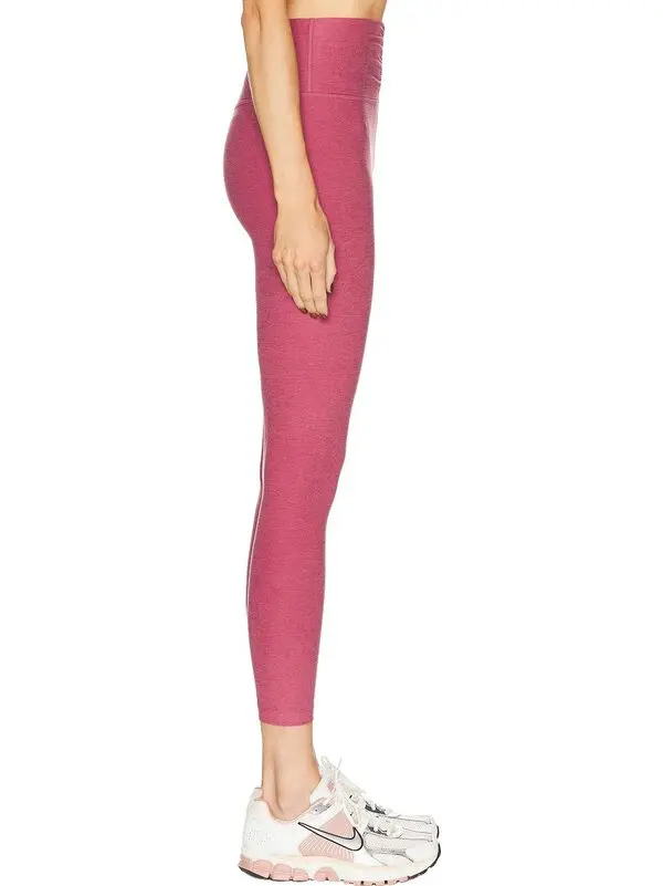 Beyond Yoga Spacedye Centered Midi Legging In Mauve - Smooth Mauve Heather