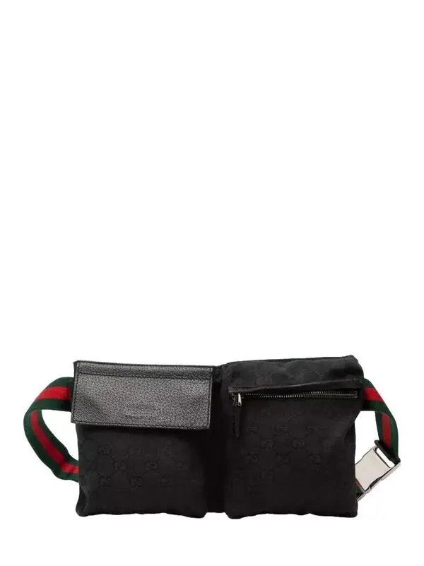 Gucci Gg Canvas Web Double Pocket Belt Bag 2000-2015 - Black