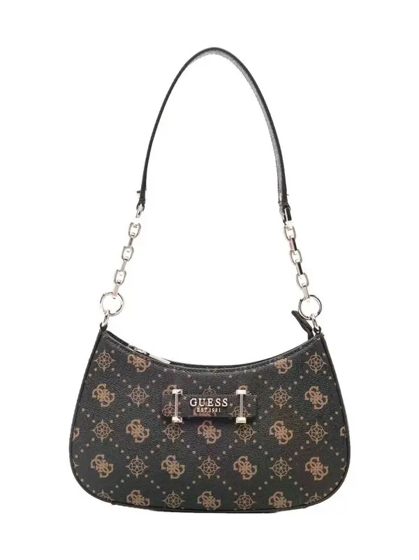 Guess Carrie Monogram Shoulder Bag - Brown