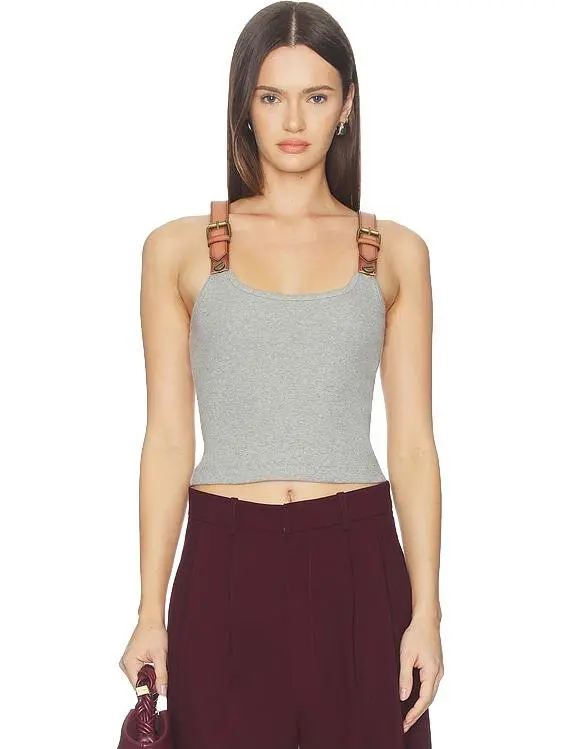 Monse Leather Strap Tank Top - Heather Grey