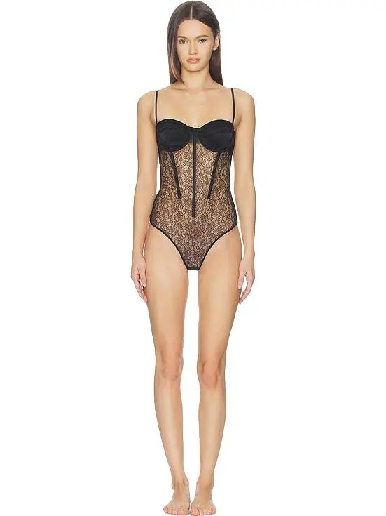 Kiki De Montparnasse Petite Fleur Bodysuit - Black