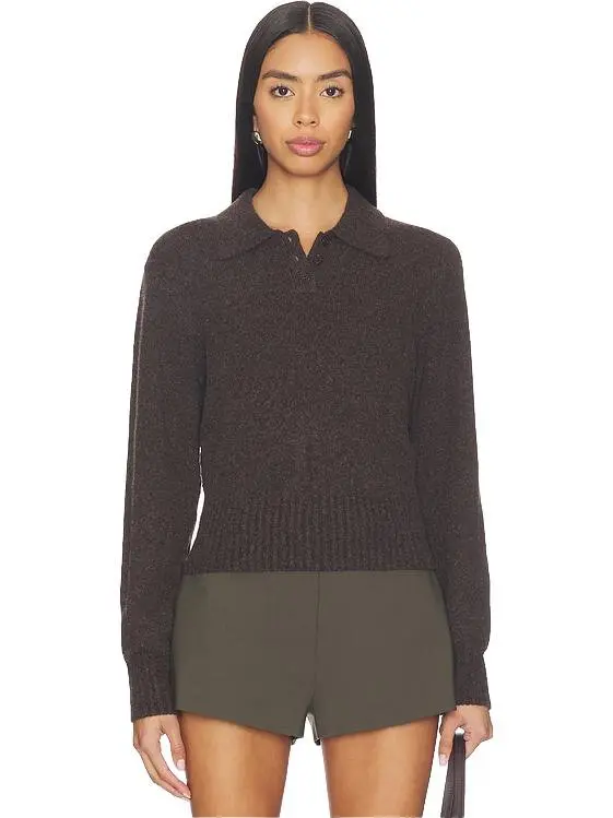 LOVERS AND FRIENDS Mattelyn Polo Sweater - Dark Brown