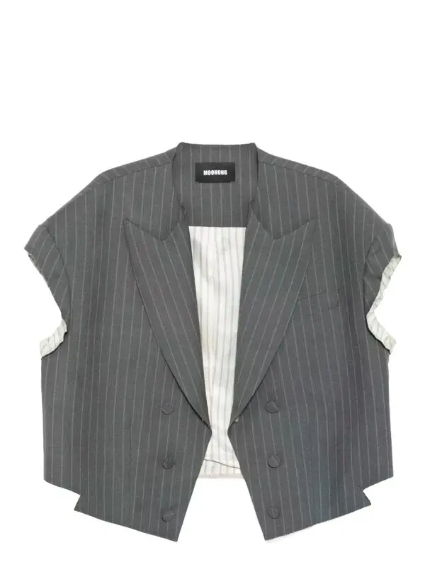MOOHONG Striped Sleeveless Blazer - Grey