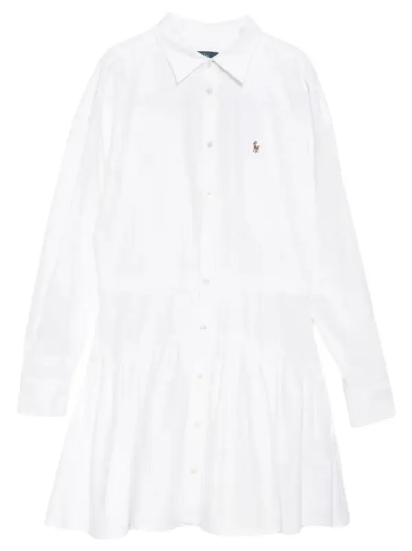 Polo Ralph Lauren Logo-embroidered Paneled Shirt Dress - White