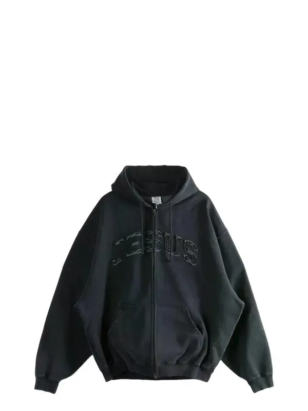 Vetements Zip-up Long Sleeve Hoodie - Black