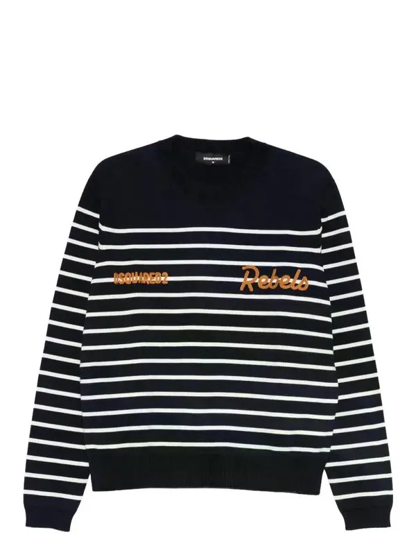 Dsquared2 Striped Embroidered Sweater - Blue