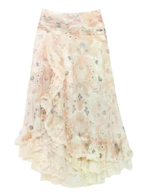 Zimmermann Rebellion Ruffled Midi Skirt - Neutrals