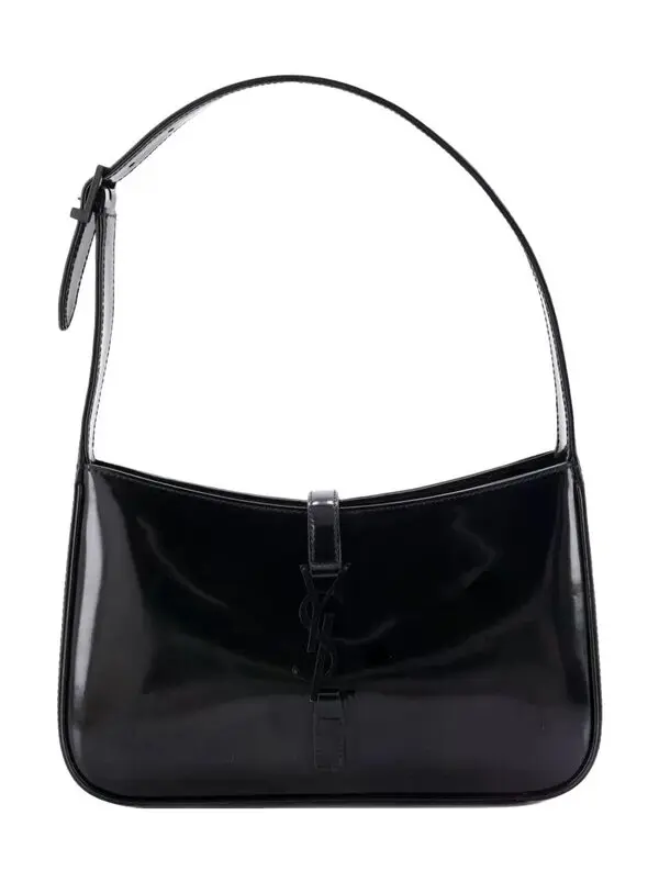 Saint Laurent Le 5 A 7 Patent Small Hobo Bag - Black