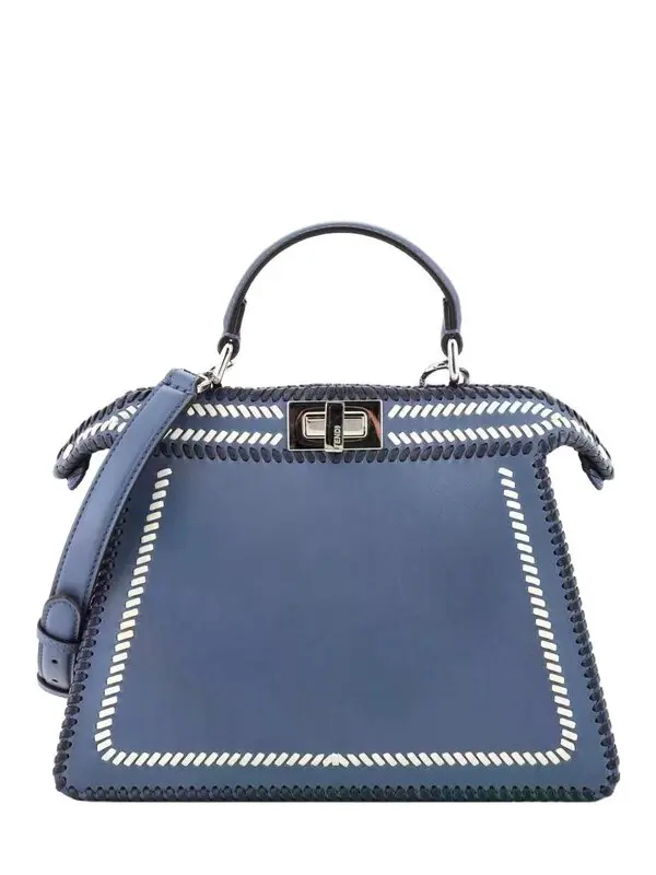 Fendi Peekaboo Iseeu Small Satchel Whipstitch Leather - Blue