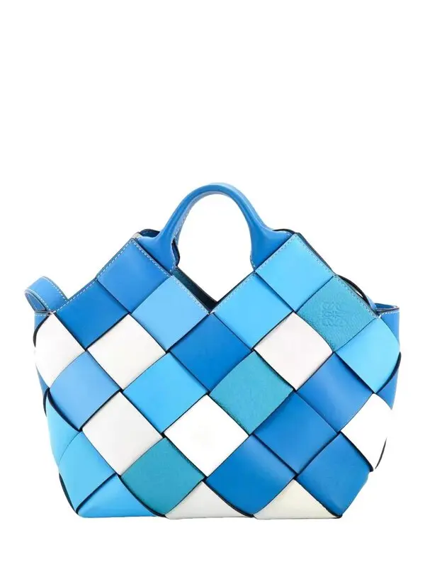 Loewe Woven Leather Basket Tote Bag - Blue