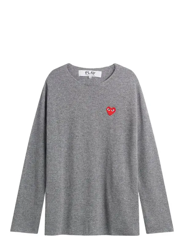 Play Comme Des Garcon Red Emblem Knit Sweater - Mid Grey