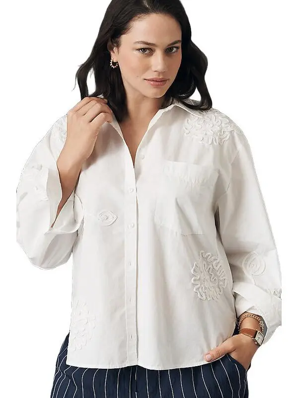 Maeve Shrunken Bennet Buttondown Shirt - White