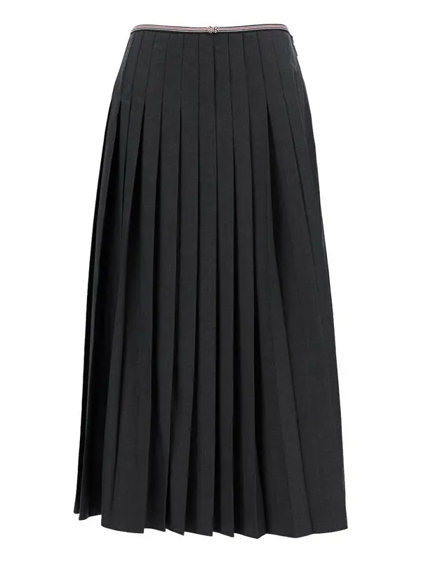 Thom Browne Midi Pleated Skirt - Grey