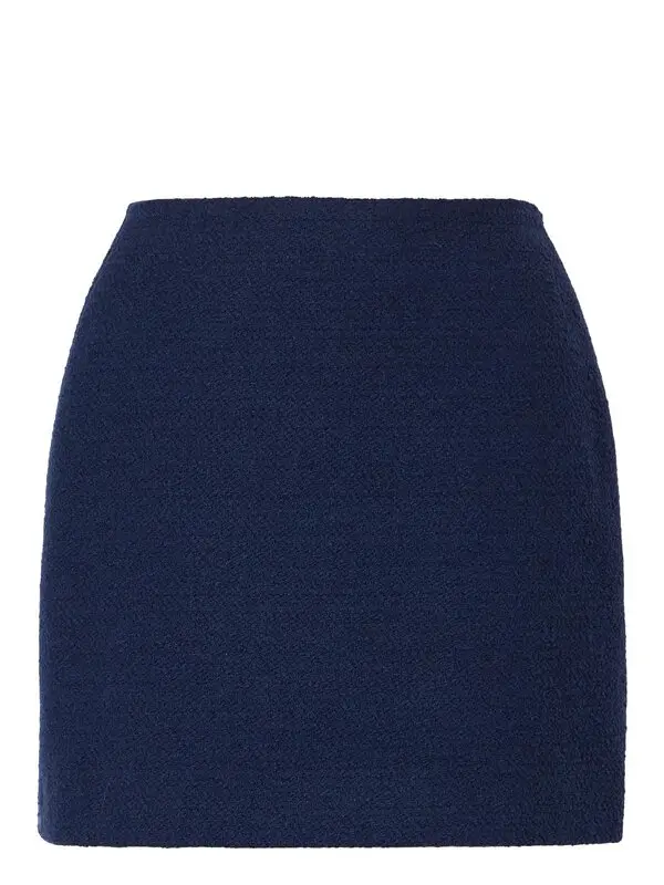 Oscar De La Renta Cotton-blend Tweed Mini Skirt - Blue