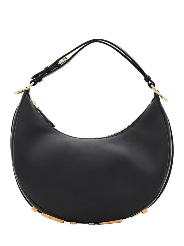 Fendi Graphy Small Leather Shoulder Bag - Black