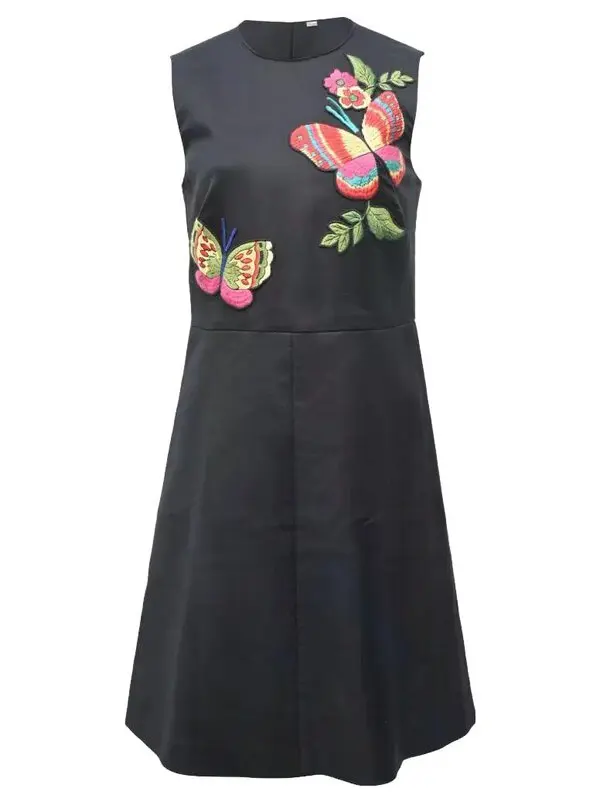 Red Valentino Butterfly Appliqué Mini Dress - Black