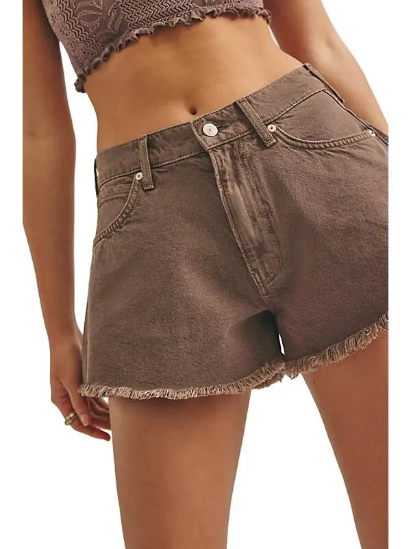 Free People We The Free Sparks Fly Denim Shorts - Chocolate Mousse