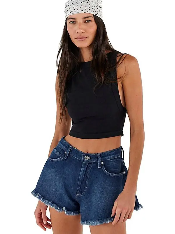 Free People We The Free Sparks Fly Denim Shorts - Forget Me Not