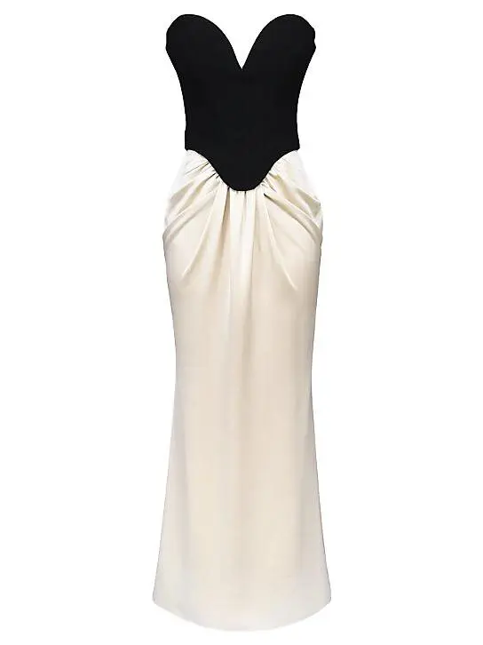 House Of Cb Sorcha Strapless Stretch-crepe Maxi Gown - Black & Champagne