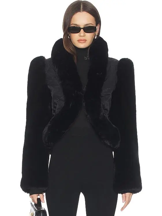AFRM Daya Faux Fur Jacket - Black