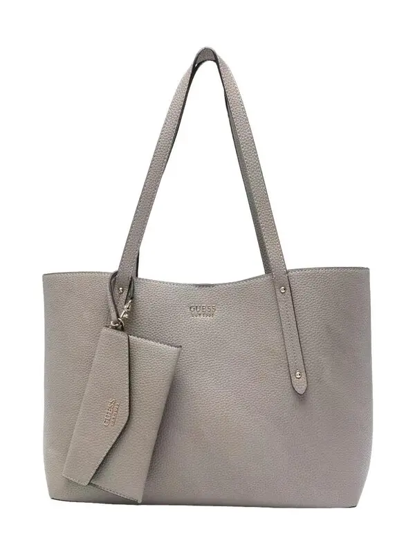 Guess Pebbled Tote Bag With Pouch - Grey