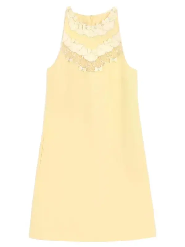 Valentino Garavani Rhinestone-embroidered Bow-detail Mini Dress - Yellow