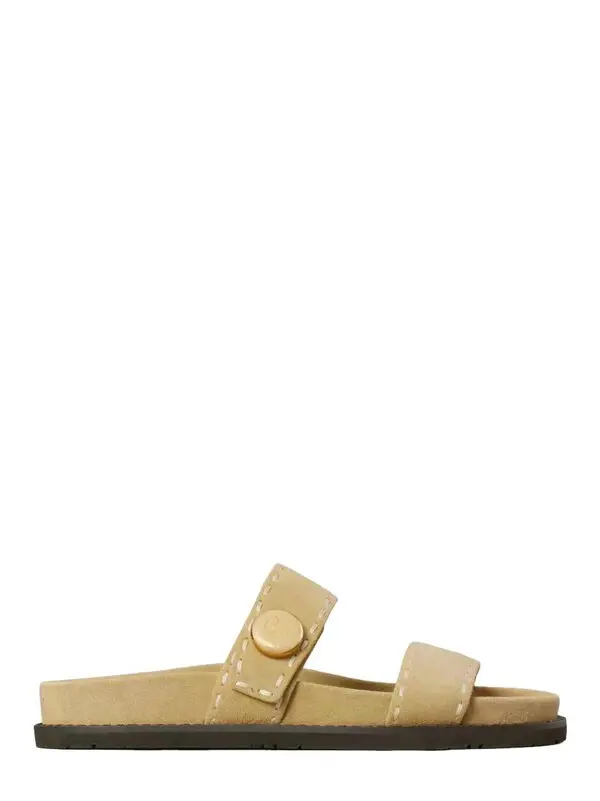 Tory Burch Button Strap Slide Sandals - Neutrals