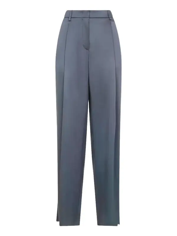 Giorgio Armani Pleated Wide-leg Silk Trousers - Grey