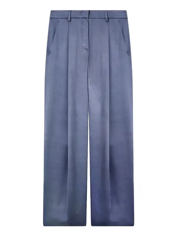 Giorgio Armani Pleated Wide-leg Silk Trousers - Gray