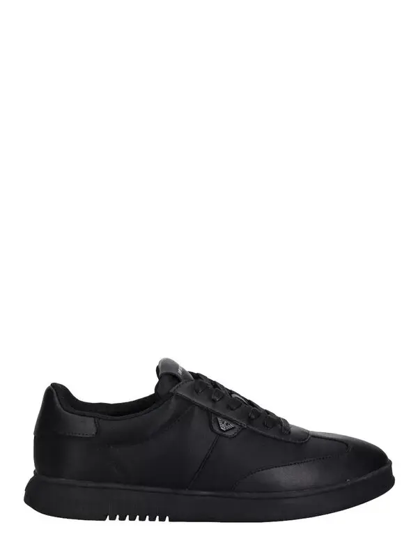 Emporio Armani Logo-plaque Panelled Sneakers - Black