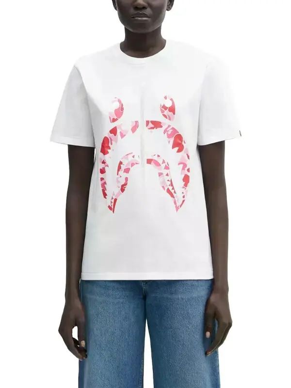 A BATHING APE Camo Shark T-shirt - White