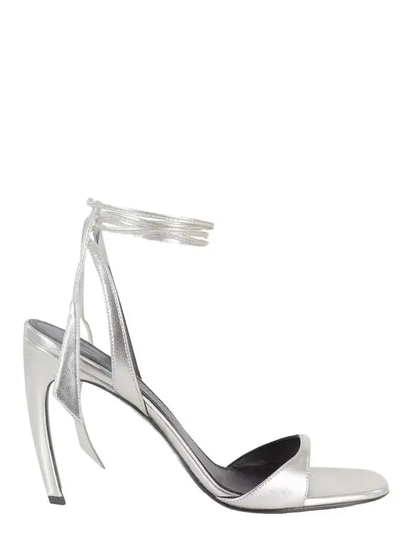 Attico Ora Leather Sandals - Silver