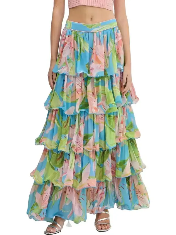 Farm Rio Lily Bloom Maxi Skirt - Blue