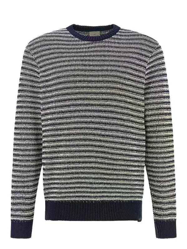 Paul & Shark Striped Bouclé Crew-neck Sweater - Blue