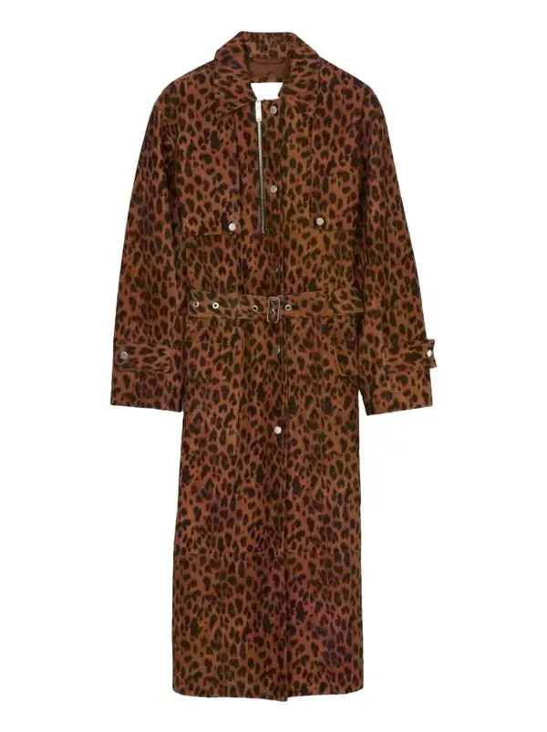 3.1 Phillip Lim Leopard-print Belted Coat - Brown