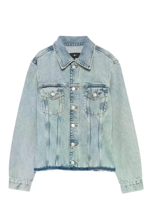 7 For All Mankind Trucker Jacket With Frayed Hem - Blue