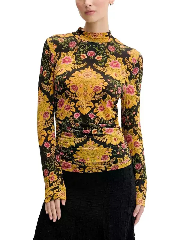 Farm Rio Floral-pattern Long-sleeve Top - Black