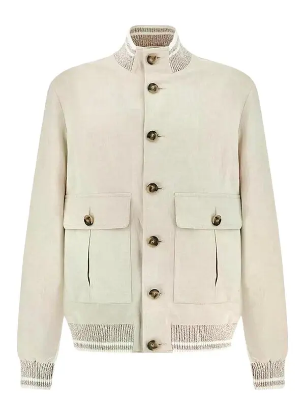 Paul & Shark Buttoned Bomber Jacket - Neutrals