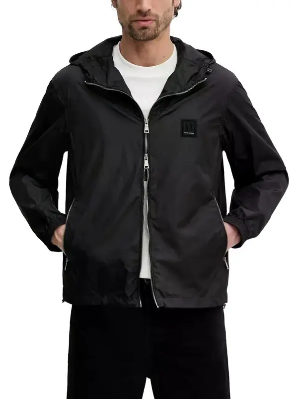 Armani Exchange Logo-patch Hooded Jacket - Black
