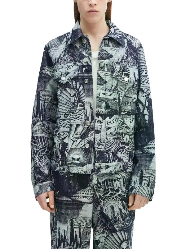 Aries Graphic-pattern Shirt Jacket - Blue