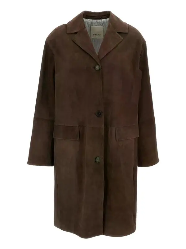 Max Mara Ortensia Lapel-collar Suede Coat - Brown