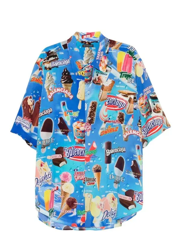 Balenciaga Ice-cream Print Shirt - Blue