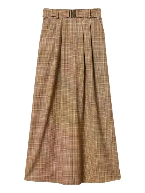 TWINSET Plaid Belted Skirt - Brown