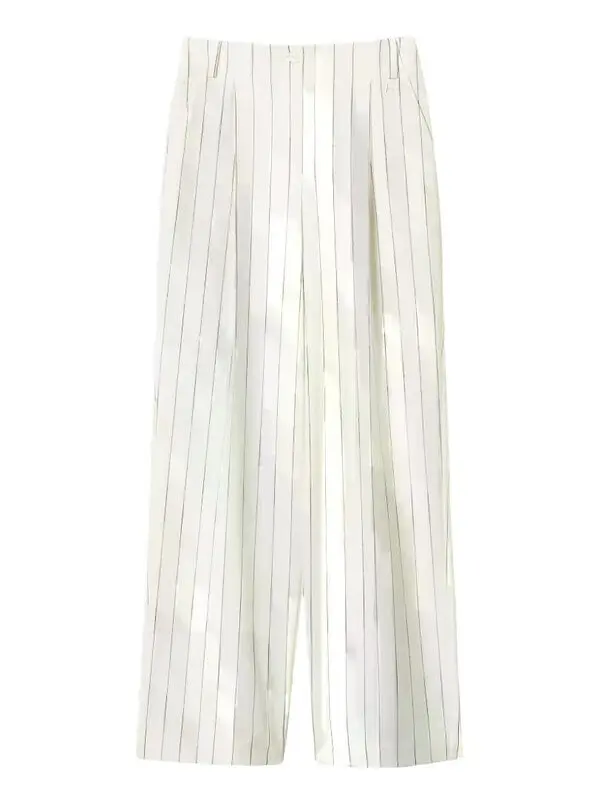 TWINSET Pinstripe Palazzo Trousers - White