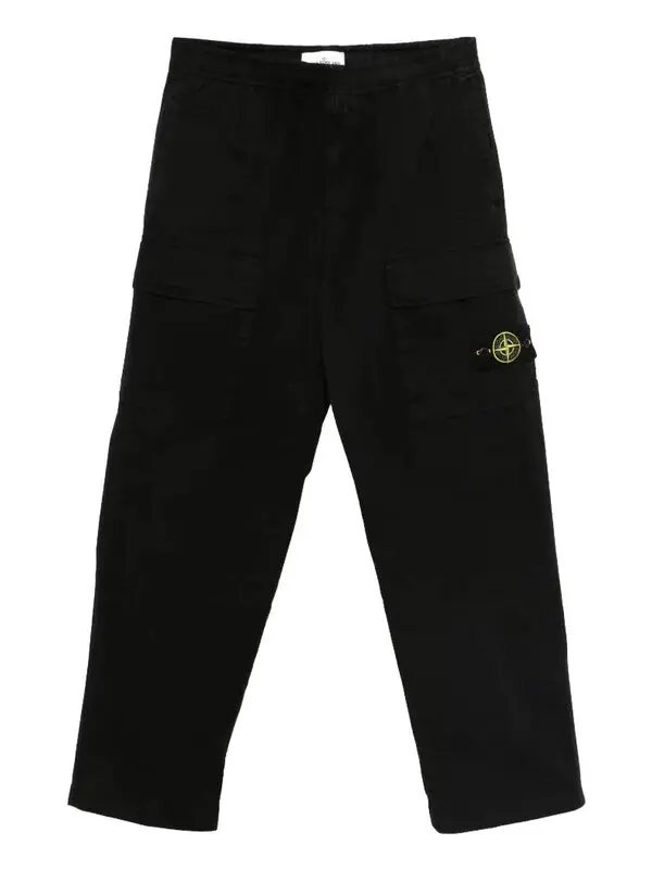 Stone Island Cargo Logo-patch Trousers - Black