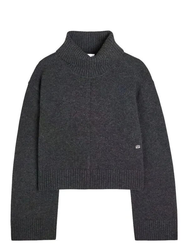 GANNI Roll-neck Wool Sweater - Grey