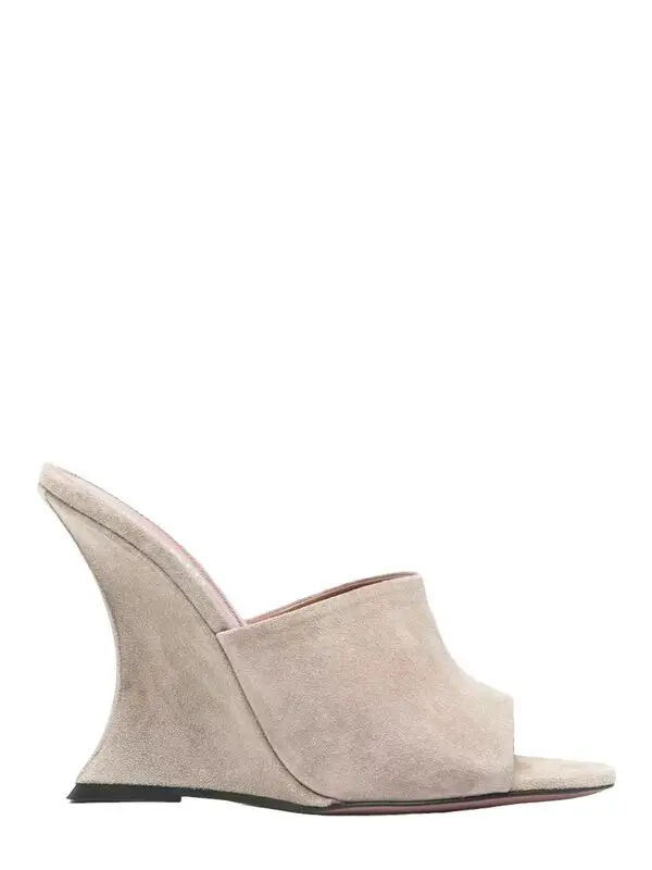 Paris Texas Suede Wedge Mules - Neutrals