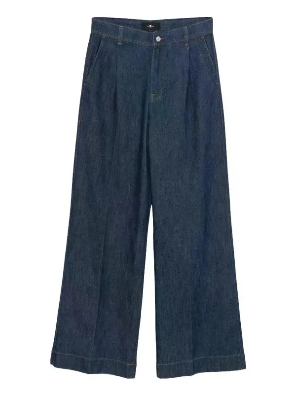7 For All Mankind Pleated Wide-leg Jeans - Blue