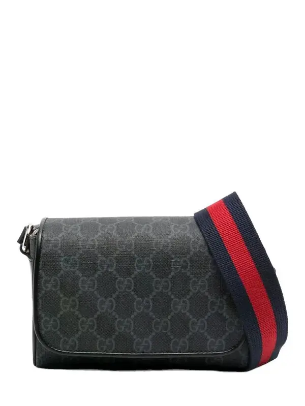 Gucci Monogram Pattern Messenger Bag - Black